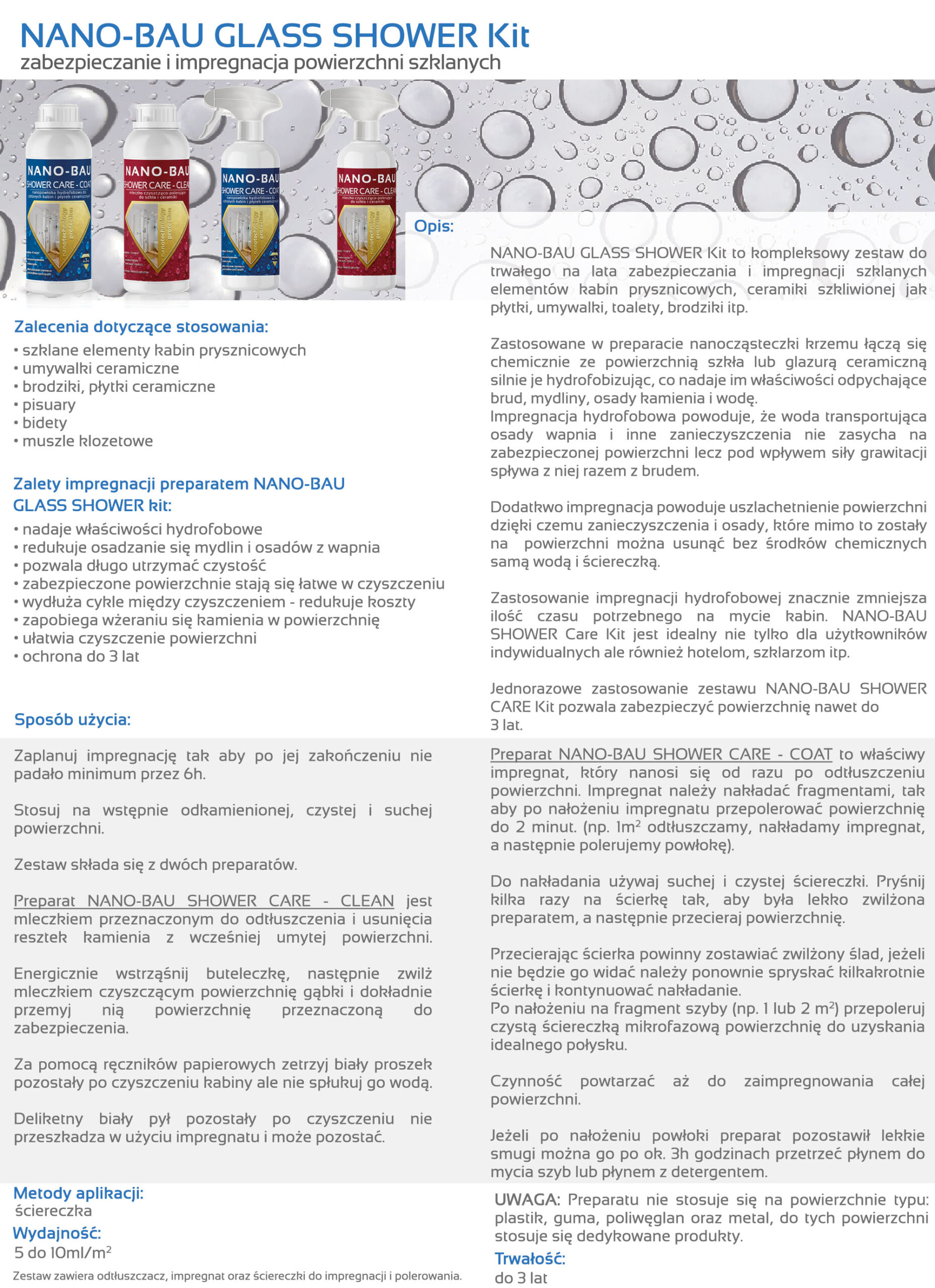 Nano-Bau SHOWER CARE Kit Imprägnierung für Duschkabinen - Set ...